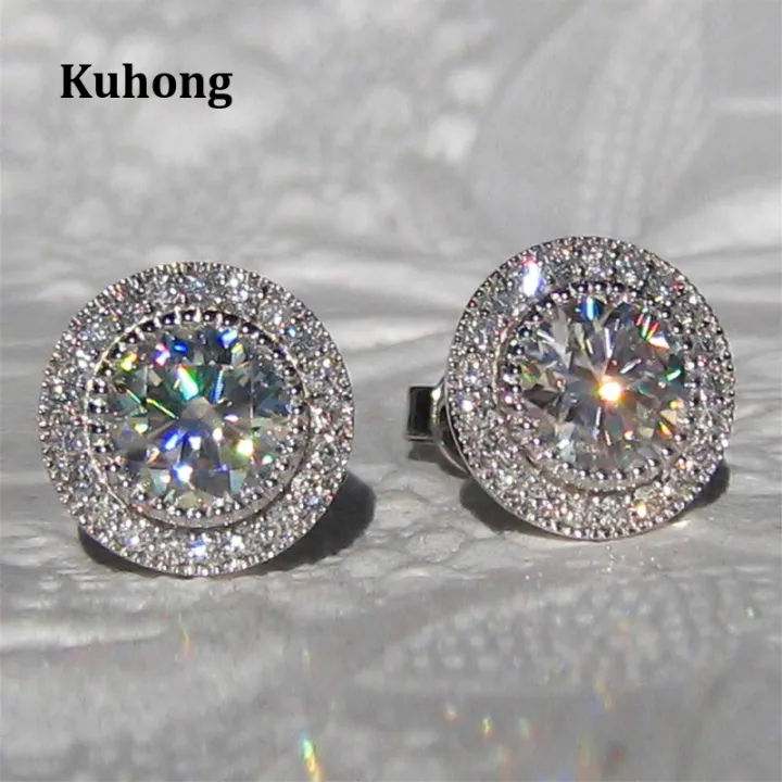 Kuhong ต่างหูสตรีฝังเพชรแวววาว,เครื่องประดับแฟชั่นสำหรับงานแต่งงาน ...