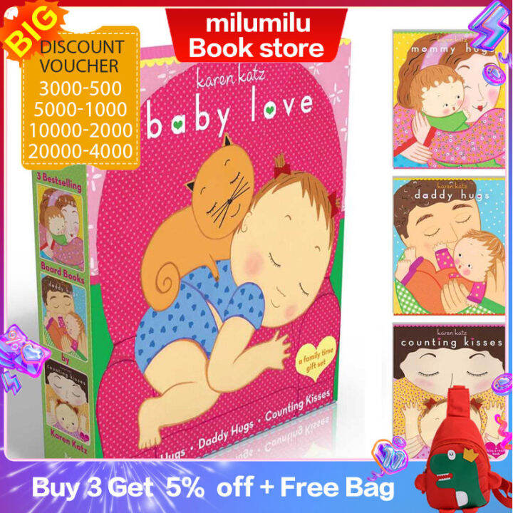 milumilu 3PCS daddy mommy hug Counting Kisses Karen Katz Aklat English ...