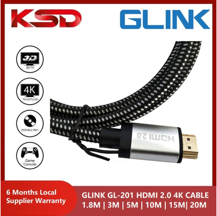 GLINK GL-201 HDMI 2.0 4K CABLE 5 METER/15 METER/15 METER CABLE (CB310/CB328/CB329) | Lazada