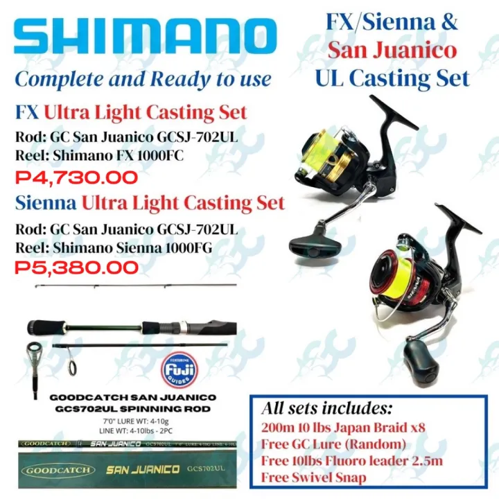 New for 2022 Shimano FX Sienna and San Juanico Ultra Light Casting Combo Set Fishing Buddy ...