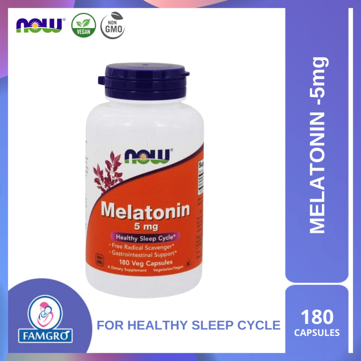 NOW Foods Melatonin for Sleep & Immunity 5mg- 60/180 capsules | Lazada PH