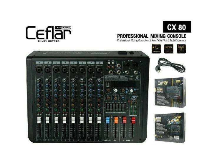 เครื่องผสมสัญญาณเสียง มิกเซอร์ Ceflar CX-80 มิกเซอร์ 8 CH 16 โปรแกม มีอีคิว 7 Band สามารถต่อบ ...