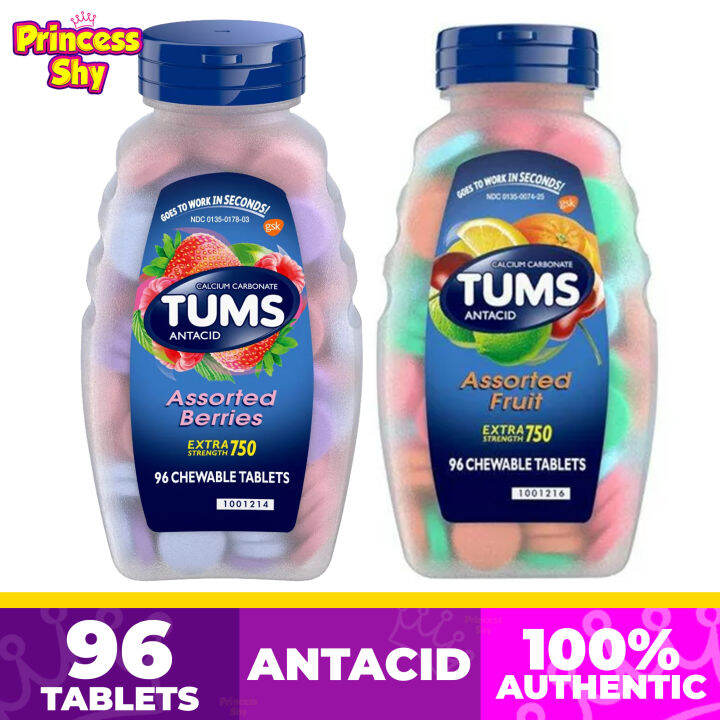 TUMS Antacid Extra Strength 750 Assorted Fruit / Berries 96 Chewable ...