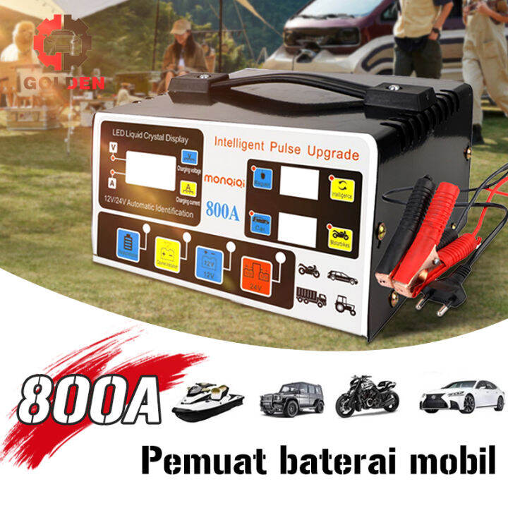 800A Charger Aki Portable 12V/24V Motor Mobil Cerdas Pengisi Daya Pulsa Murni Perbaikan Tembaga ...