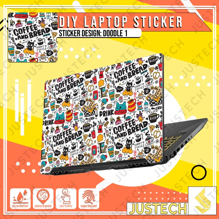 JusTech DIY Laptop Sticker Skin For 14 / 15.6 inch Laptop Doodle Art ...
