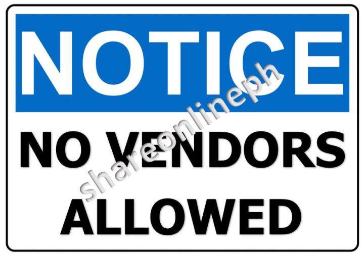 No Vendors Allowed Laminated Signages Sticker Signages PVC Signboards ...