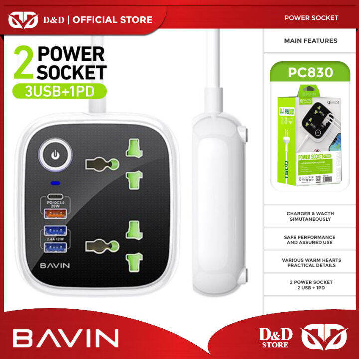 D&D | BAVIN PC830 Power Socket QC 3.0 PD 32W Max Quick Charge | Lazada PH