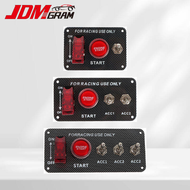 Carbon Fiber Car 12V LED Ignition Switch Panel Combination Universal ...