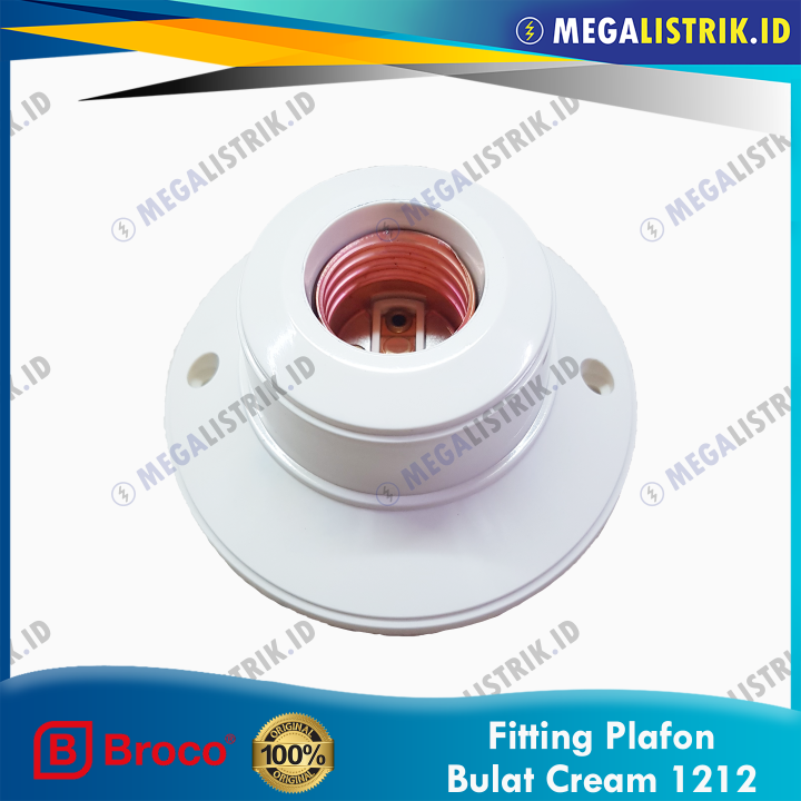 BROCO FITTING PLAFON E27 BULAT CREAM 1212 / SOKET RUMAH LAMPU / FITING ...