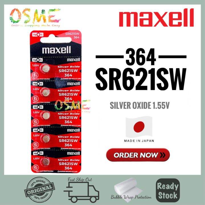 5PCS (1 Card) Maxell SR621SW 364 Silver Oxide Battery (100% Genuine ...
