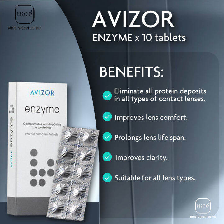 AVIZOR ENZYME 10 TABLETS for All Soft and Rigid-gas-permeable lenses ...