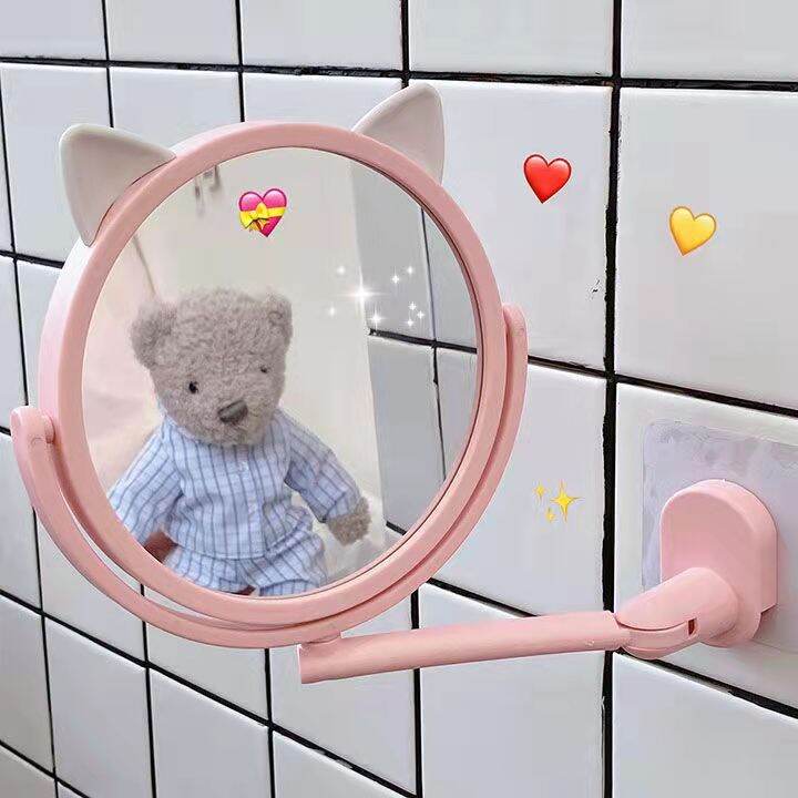 【1-3 Days Delivery】Creative Cat Ear Wall Mounted Makeup Mirror Wall ...