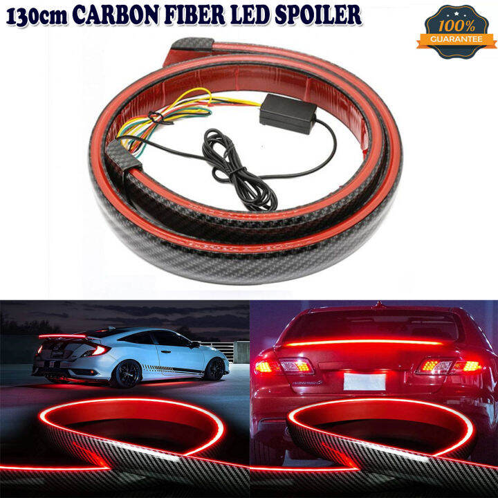 130cm Universal Carbon Fiber LED Rear Spoiler Light For Car Trunk ...