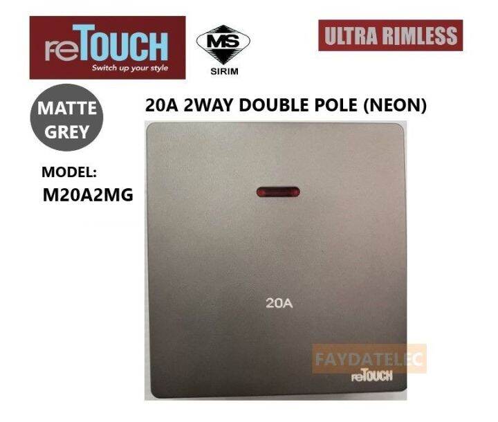 RETOUCH ULTRA RIMLESS 20A 2WAY DOUBLE POLE NEON WATER HEATER /AIR COND ...