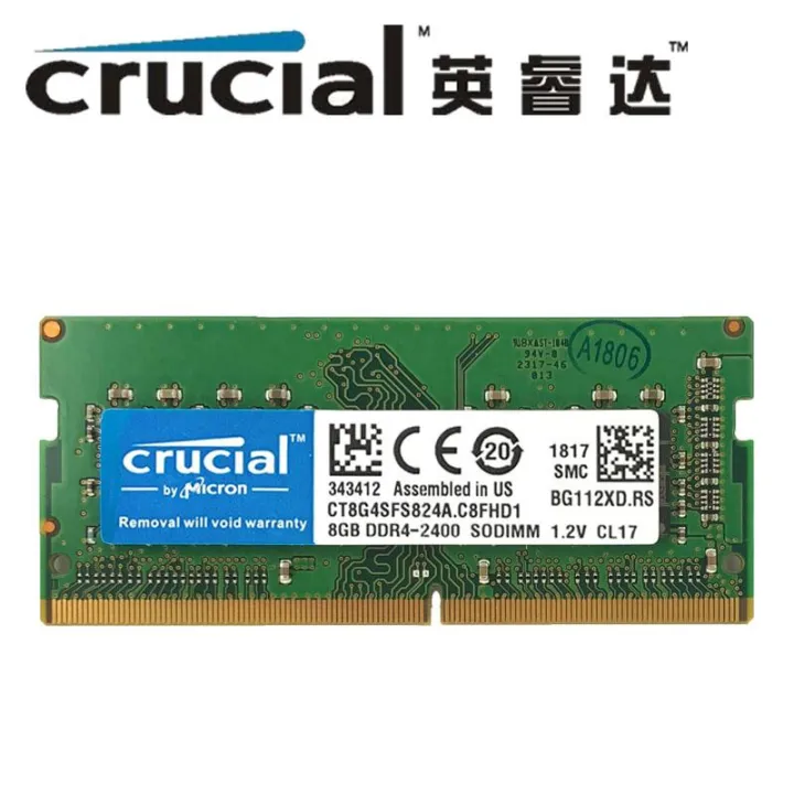 （2020）Original Crucial 8GB RAM Single DDR4 2400MT/s PC4-19200 CL17 1.2V ...