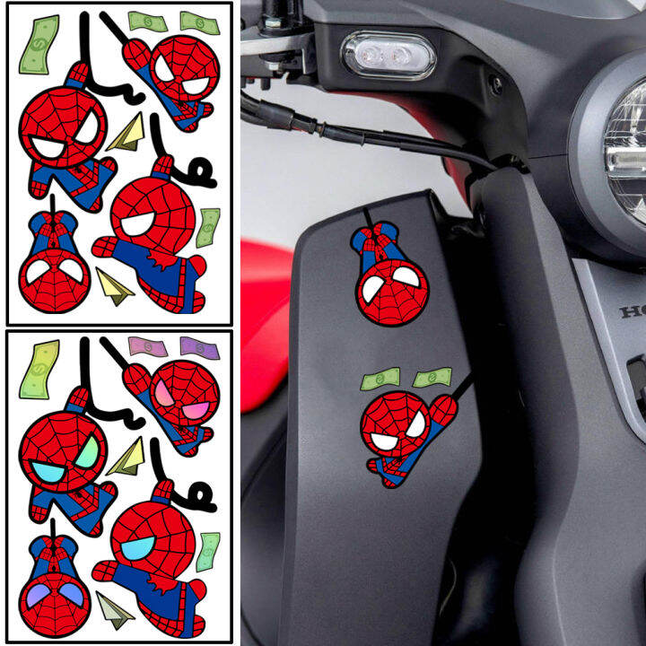 Cartoon Marvel Spider Man Motorcycle Scooter Sticker Decor Motor Bike ...