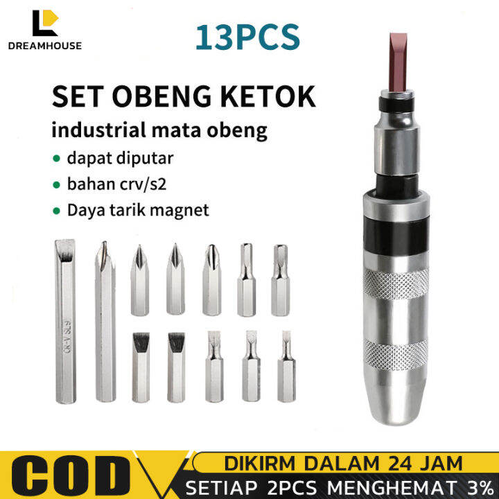 Obeng Ketok Putar Set 13 Pcs Vessel Impact Screwdriver Set BOX BESI ...