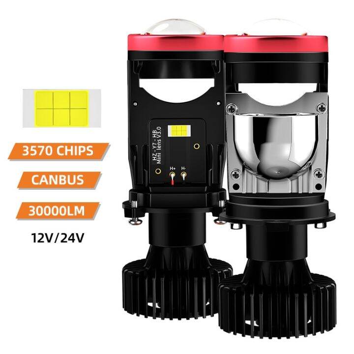 H4 LED Projector Mini Lens Auto Bulb H4 LED Headlight Canbus 120W 12V ...
