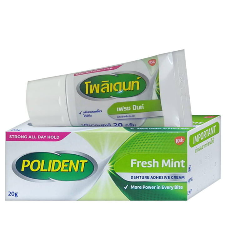 Polident fresh mint 20กรัม โพลิเดนท์ เฟรช มินท์ ครีมติดฟันปลอม | Lazada ...