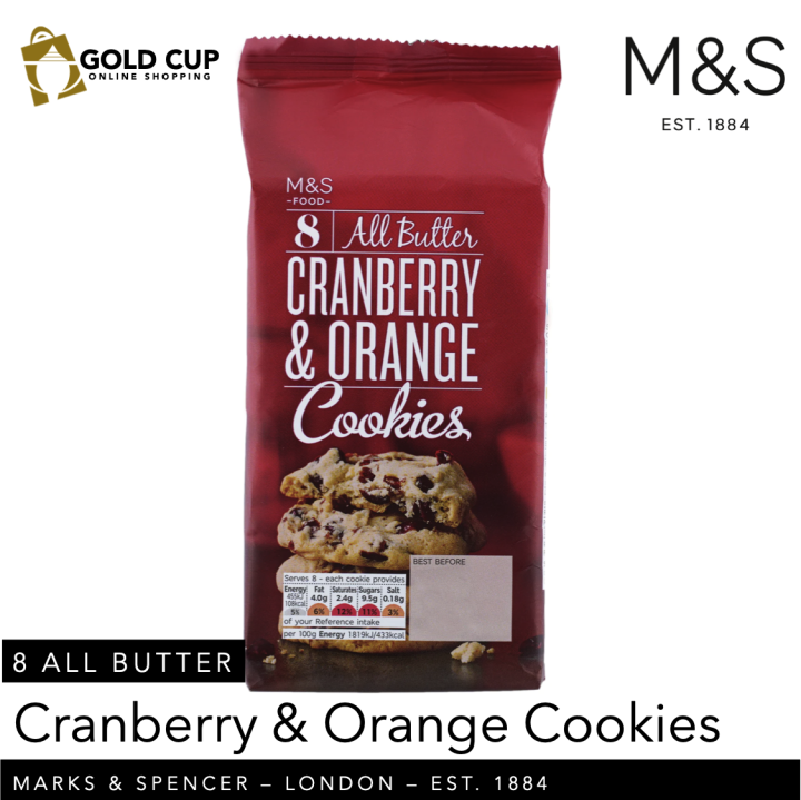 Marks & Spencer Food 8 All Butter Cranberry & Orange Cookies | Lazada PH