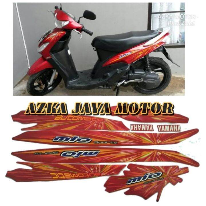 Striping stiker Yamaha Mio 2008 merah kembang api / strip list sticker ...