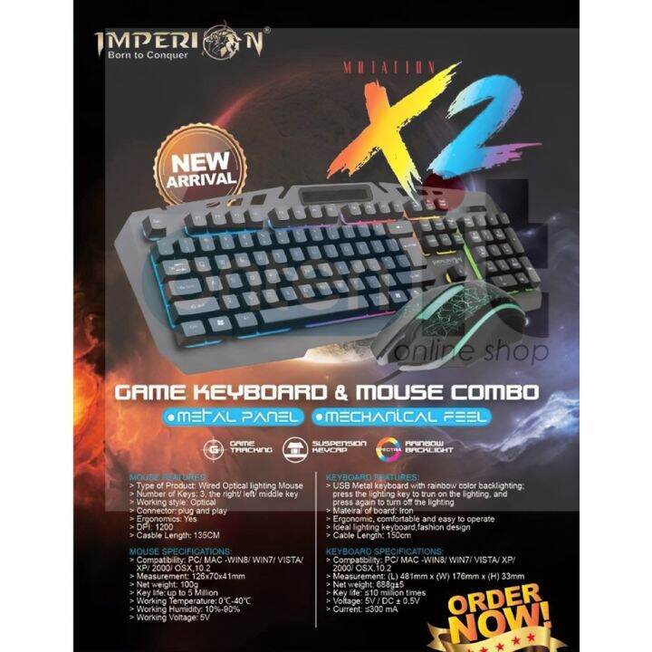 Imperion Mutation X2 Gaming Keyboard & Mouse Combo | Lazada