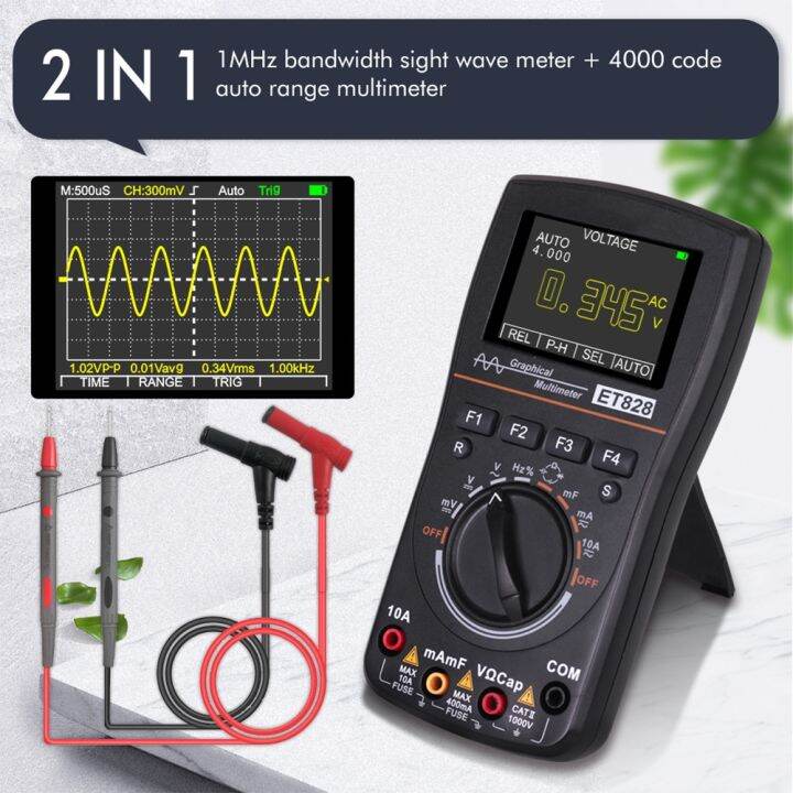 ET828 2 in 1 Digital Oscilloscope Multimeter Bandwidth 2.5Msps Sampling ...