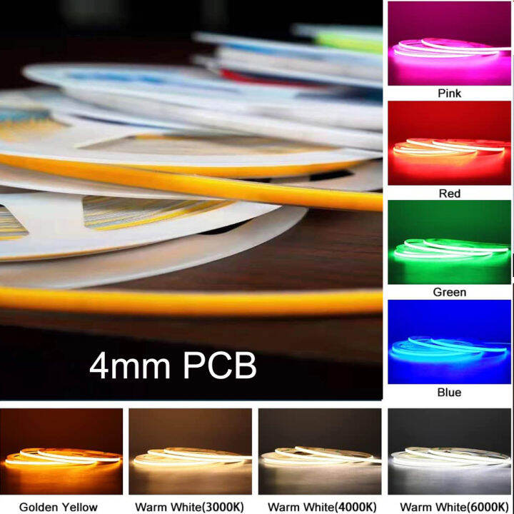4mm Ultra Slim COB LED Strip Lights 480LEDs/m Flexible Linear Light ...