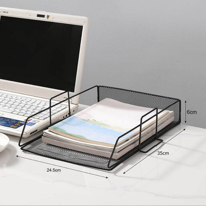 1pc Stackable Desk File Metal Mesh Document Tray Table Organizer ...