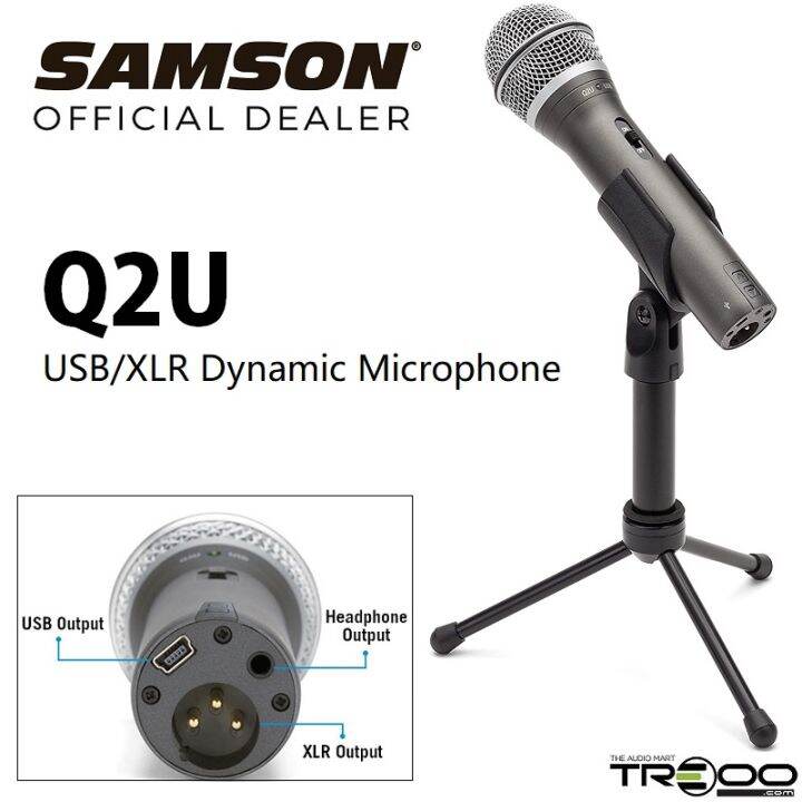 Samson Q2U Recording and Podcasting Pack USB Cardioid Dynamic USB/XLR ...