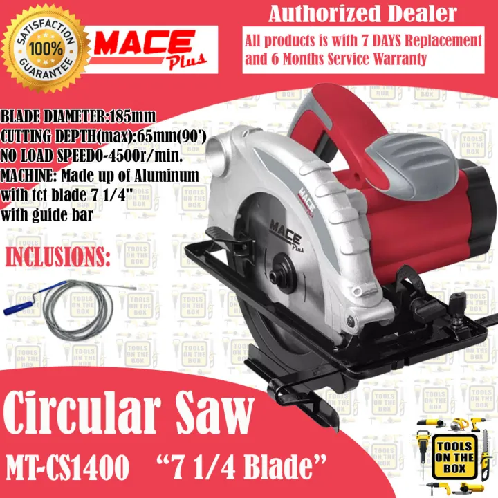 Mace Plus Circular Saw with TCT Blade 7 1/4 1400W MT-CS1400 + Clog ...