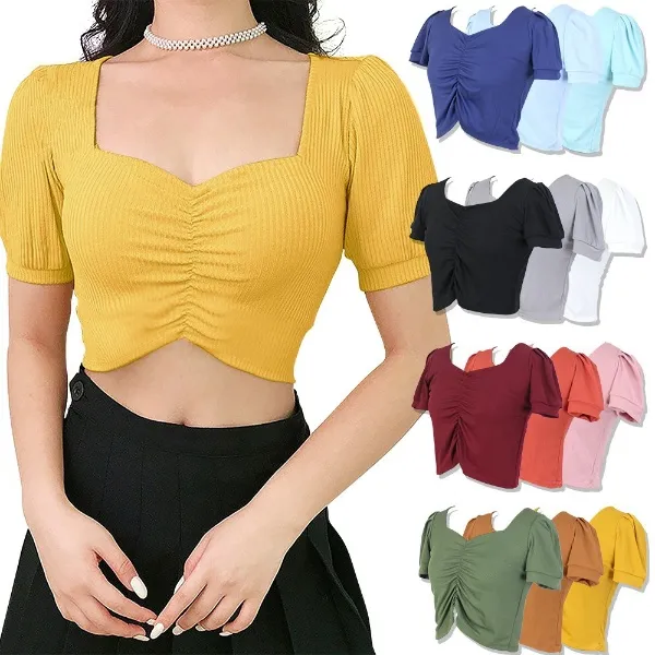 BONITA Korean Crop Top Cinched Cut Garter Tops V Neck Blouse | Lazada PH