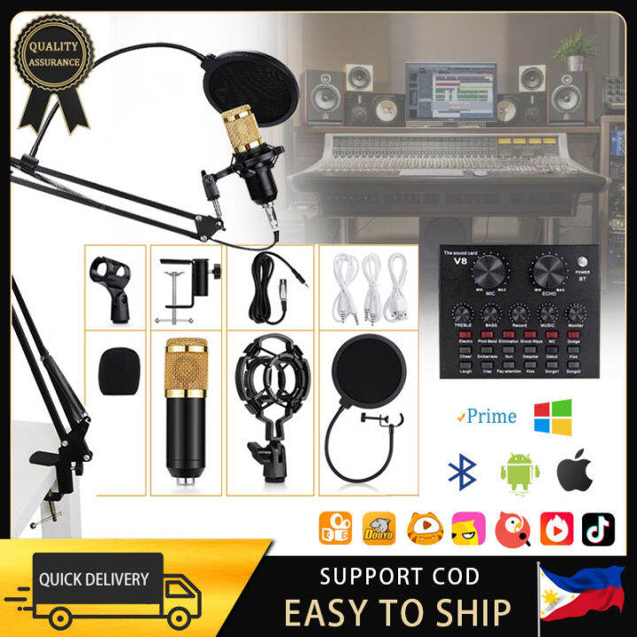 BM800 b800 condenser microphone mic stand condenser complete full set original sound card ...