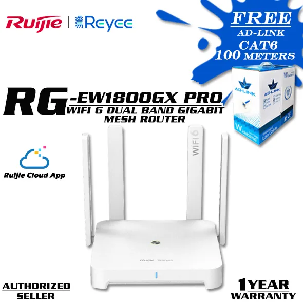 Ruijie RG-EW1800GX PRO 1800M Wi-Fi 6 Dual-band Gigabit Mesh Router w ...