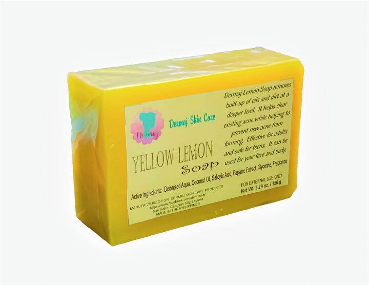 Dermaj Yellow Lemon Soap, Anti-Acne, with Papaine Extract, Salicylic ...