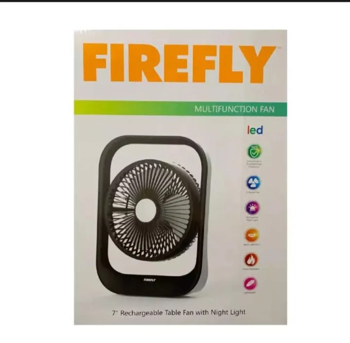 Original Firefly Rechargeable Fan With 25 Hours Led Light Black | Lazada PH