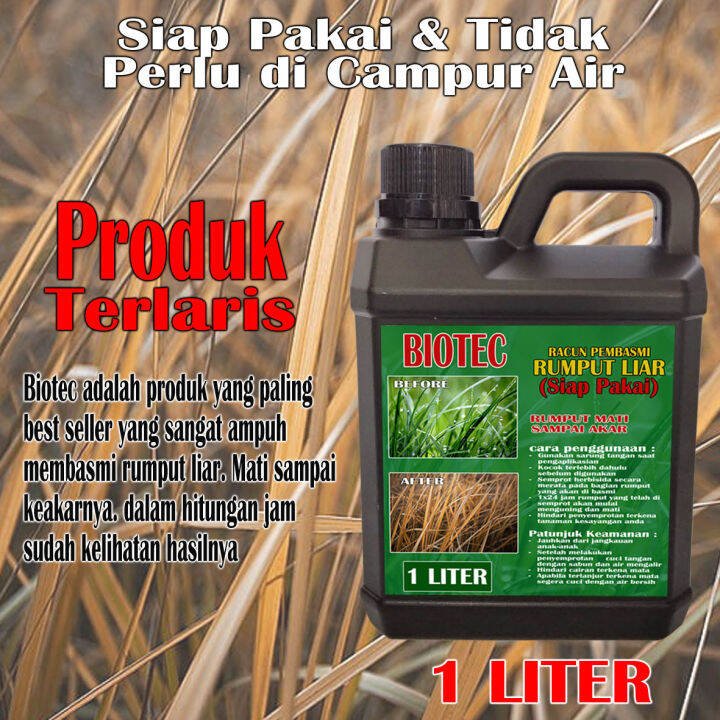BIOTEC CAIRAN PEMBASMI RUMPUT LIAR & GULMA 1 LITER SIAP PAKAI | Lazada ...