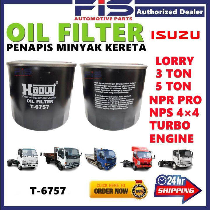 FIS Oil Filter Isuzu Lorry Perkasa NPR PRO NPS 4X4 ELF 4X4 TURBO ENGINE Hicom O-6757 Penapis ...