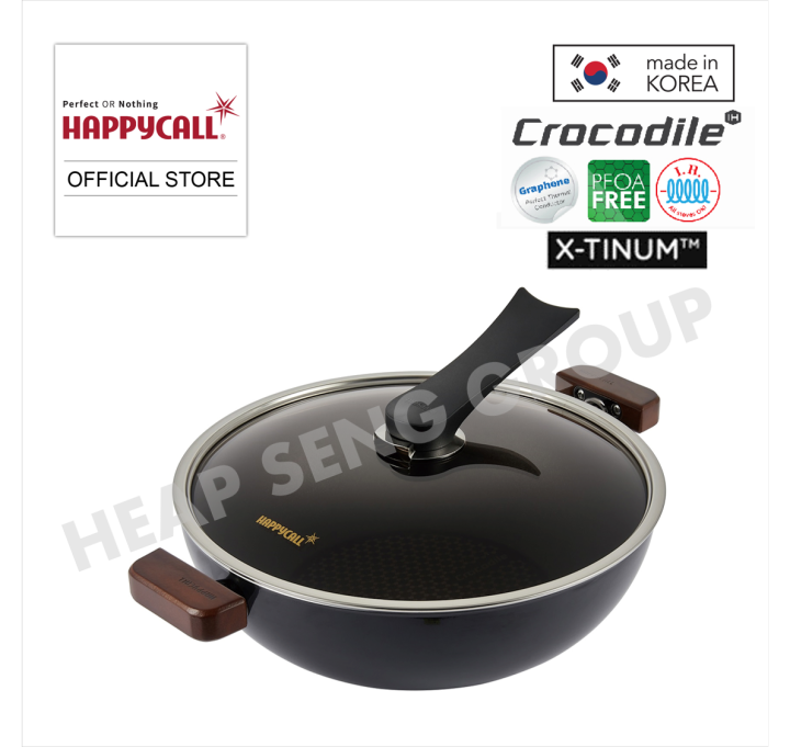 Happycall 32cm IH CROCODILE Graphene Chef Wok With Lid - 3900-0376 | Lazada Singapore