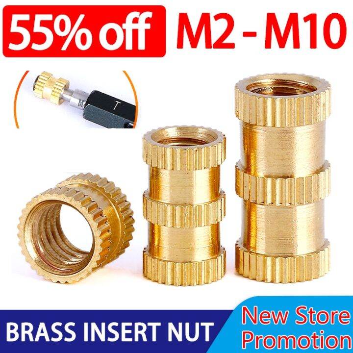 M2 M2.5 M3 M4 M5 M6 M8 M10 Threaded Insert Nut Brass Heat Knurl Hot Melt Embedded Injection ...