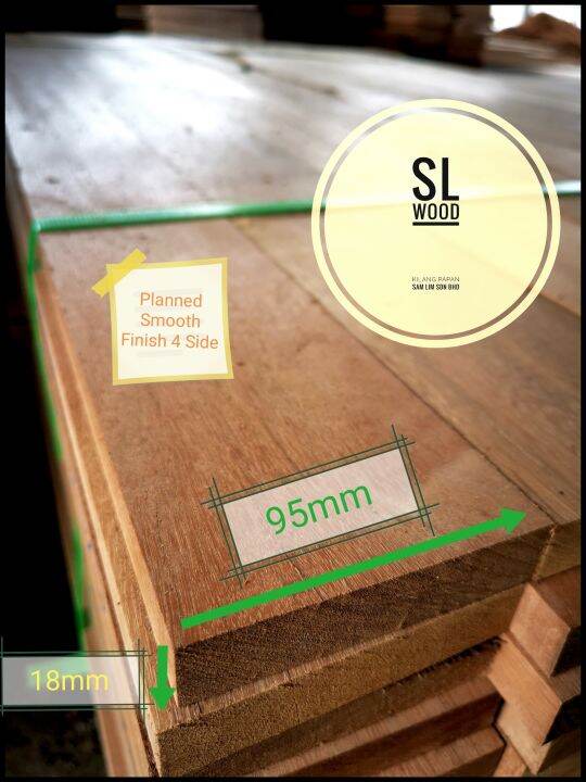 Balau Solid Wood Timber Smooth Finish 18(T)mm × 95(W)mm = 2,3,4,5,6,7,8 ...