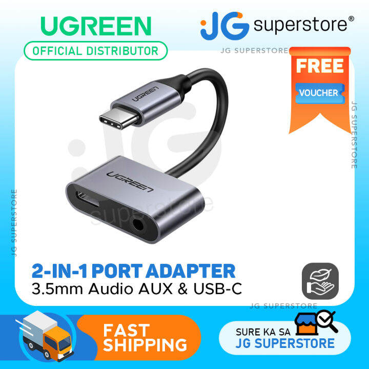 UGREEN 2 in 1 Type C to 3.5mm Audio AUX Headphone Jack and USB-C Charging Port Adapter | 50596 ...