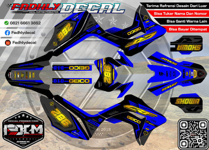 decal crf 150 l full body Biru HItam fullbody keren elegan dan dengan ...