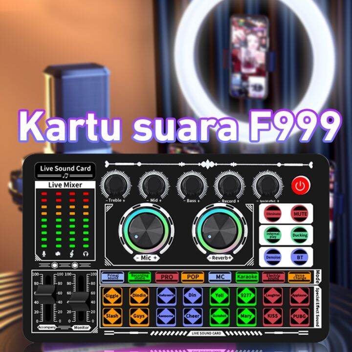 Soundcard F999 Audio USB External Sound Card mic Mixer Bluetooth phone ...