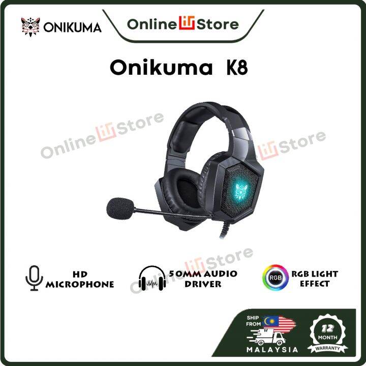 ONIKUMA K8 RGB Full Oval Ear Cover Heavy Bass Ultimate Gaming Headphones | Lazada