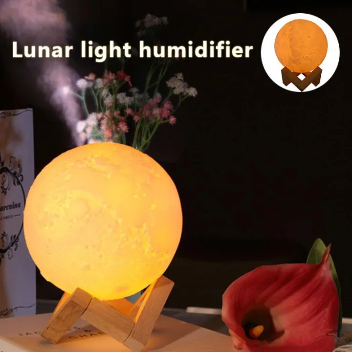 Air Humidifier Diffuser Home Night Light Mini Moon Lamp Adjustable ...