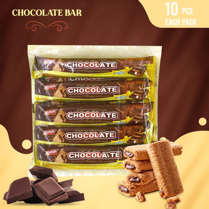 Momom Chocolate Waffle Bar Biscuit 10pcs each pack | Lazada PH