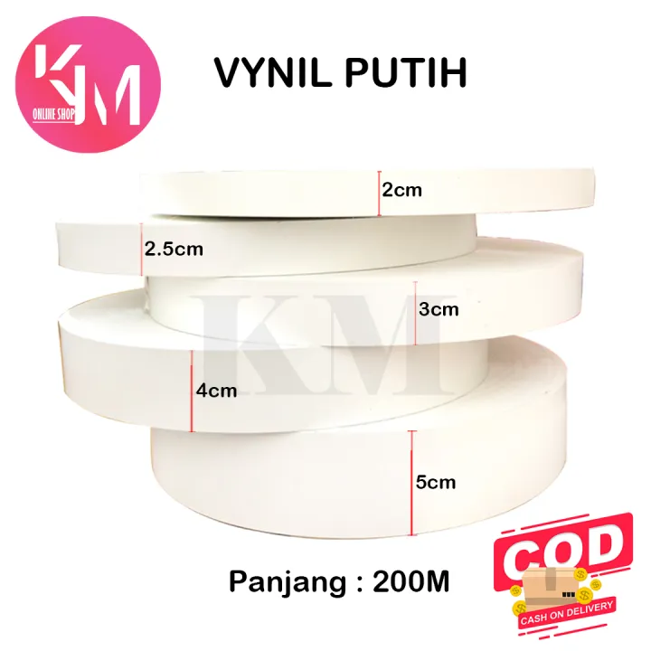 Vinyl Vinil Putih Dop Dof Edging Putih Plimir PVC Roll 25 mm | Lazada ...