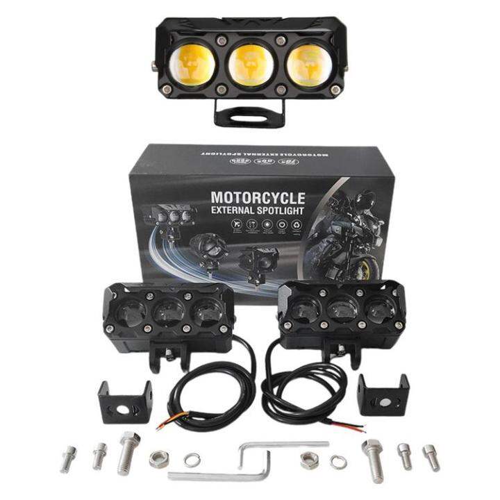 Motorcycle Auxiliary Lights Dual Color Pod Lights LED Spot Driving ...