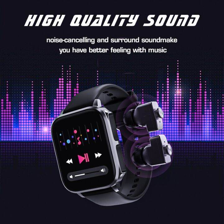 T22 2023 Smart Watch TWS Earbuds 2 In 1 HIFI Stereo Wireless Headset Music Play Combo Bluetooth ...